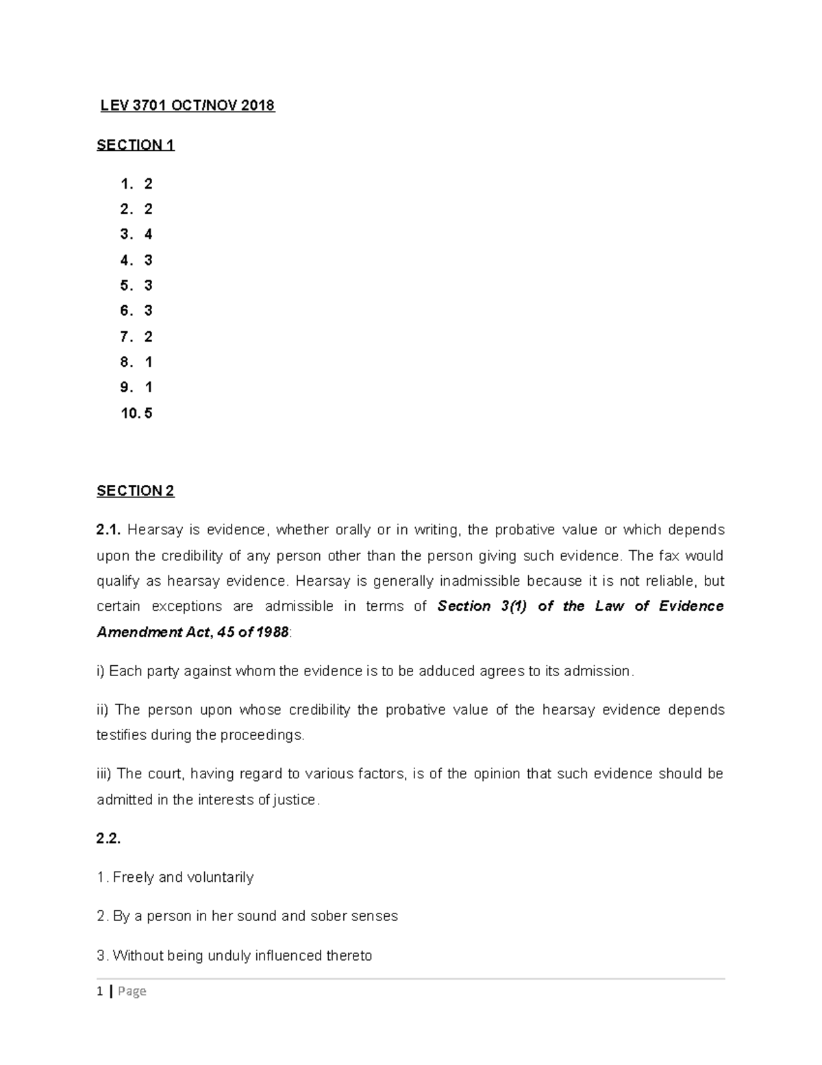 LEV 3701 OCT - Lev3701 notes - LEV 3701 2018 SECTION 1 1. 2 2. 2 3. 4 4 ...