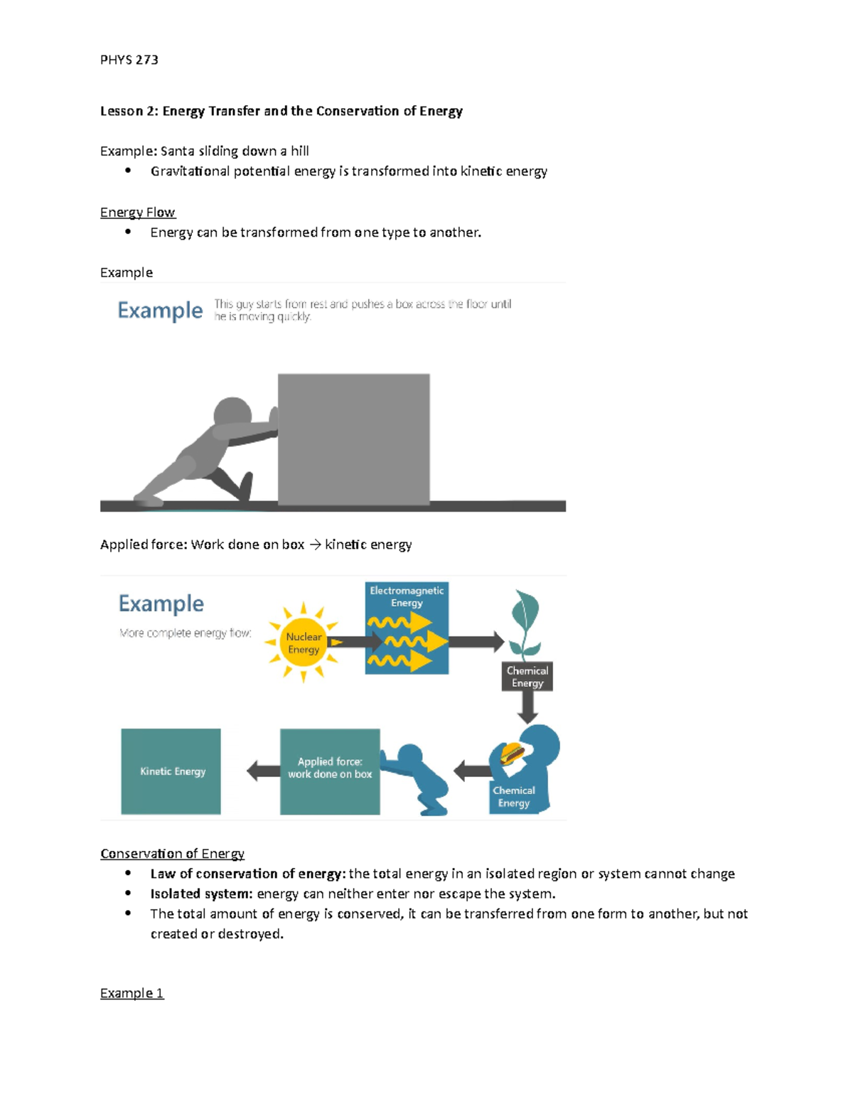 LESSON2- ENERGY TRANSFER AND THE CONVERSATION OF ENERGY - PHYS 273 ...
