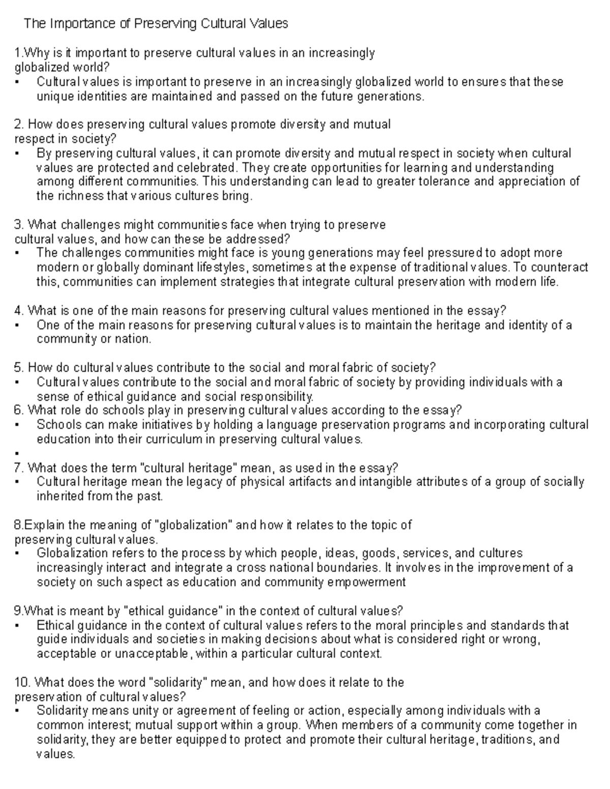 The Importance of Preserving Cultural Values - 2. How does preserving ...