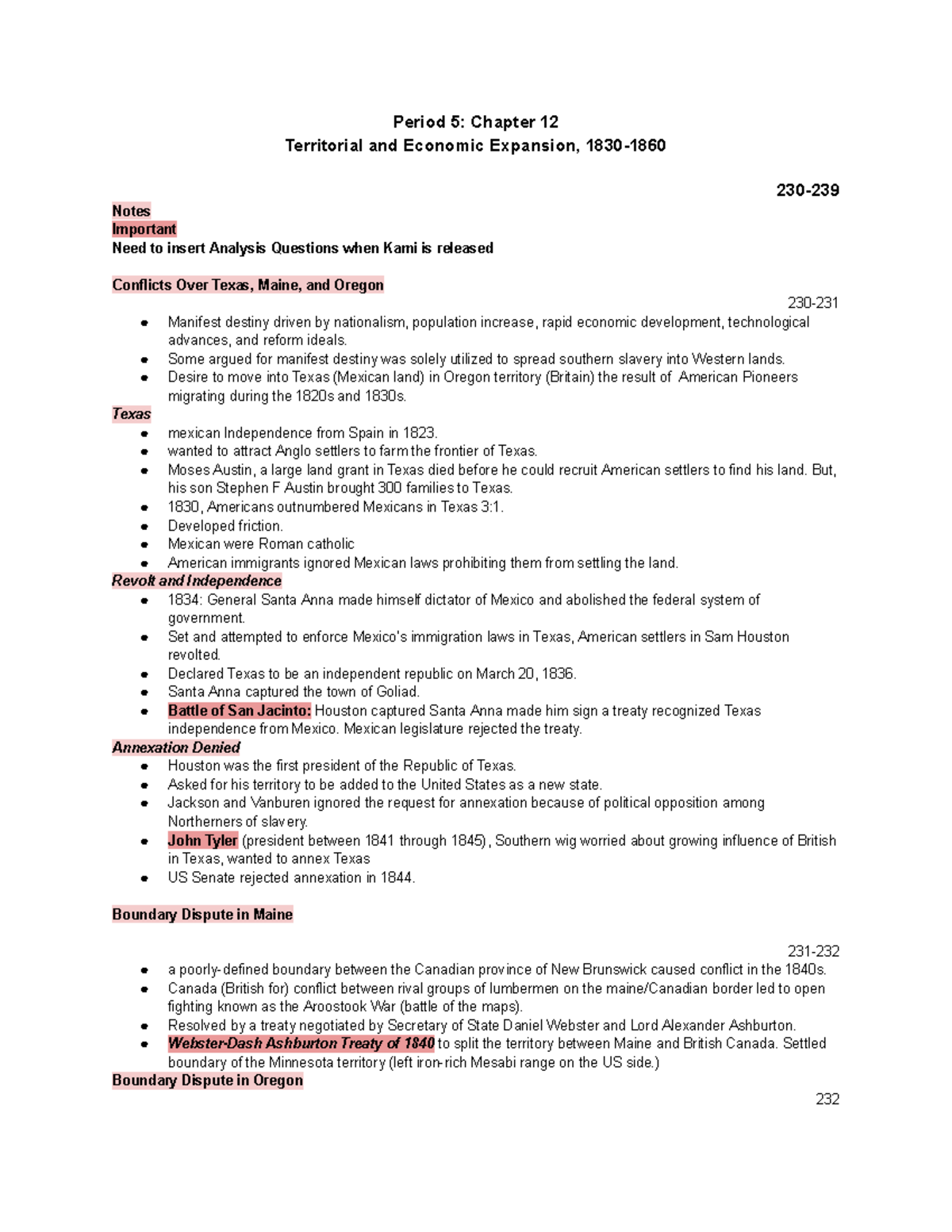 Apush Chapter 12 - The following are general notes recorded over United ...