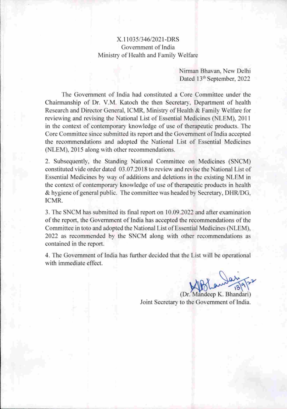 Pharmacology essential drugs - X/346/2021-DRS Government of India ...