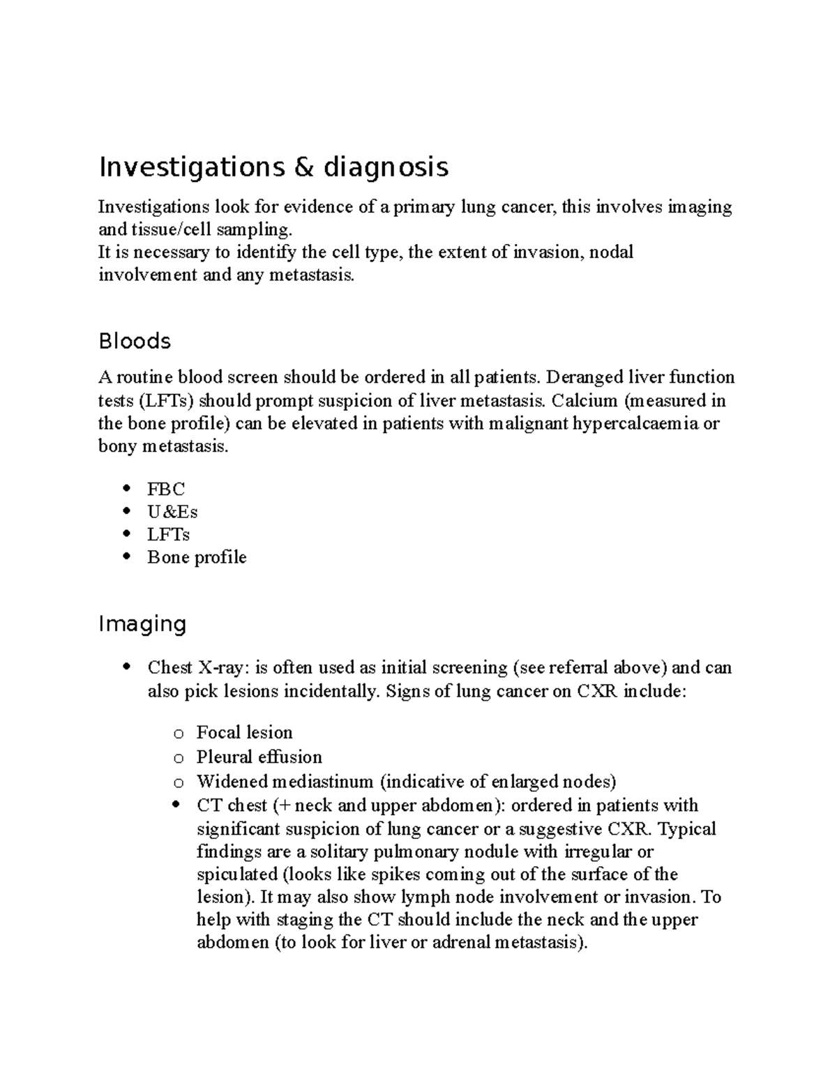 Investigations of lung cancer - Investigations & diagnosis ...