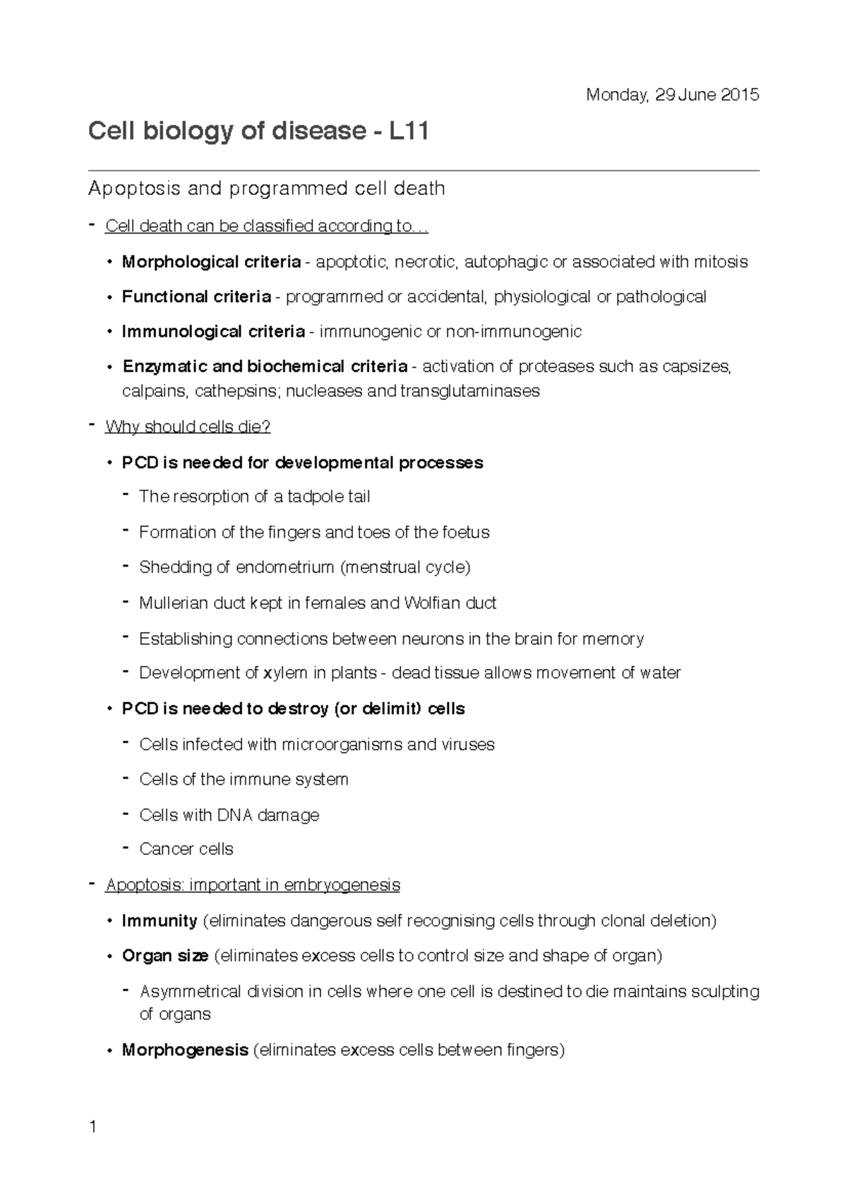 Cell Biology of Disease: Apoptosis and Programmed Cell Death - Studocu