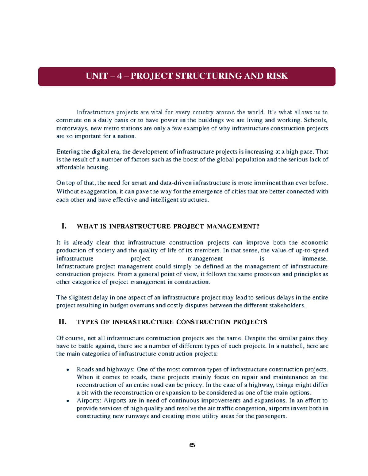 Project Structuring AND RISK - Infrastructure projects are vital for ...