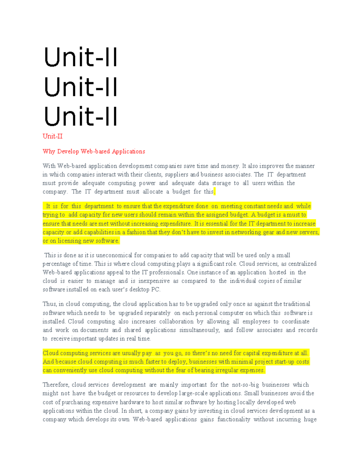 Unit 2 Cloud Computing - Unit-II Unit-II Unit-II Unit-II Why Develop Web-based Applications With ...