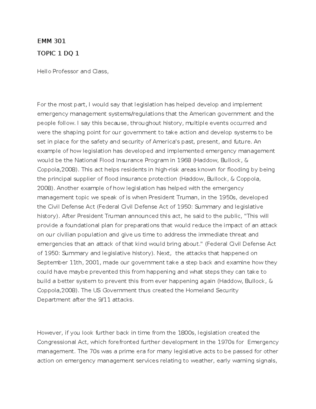 EMM 301 Topic 1 DQ 1 - G2G - EMM 301 TOPIC 1 DQ 1 Hello Professor and ...