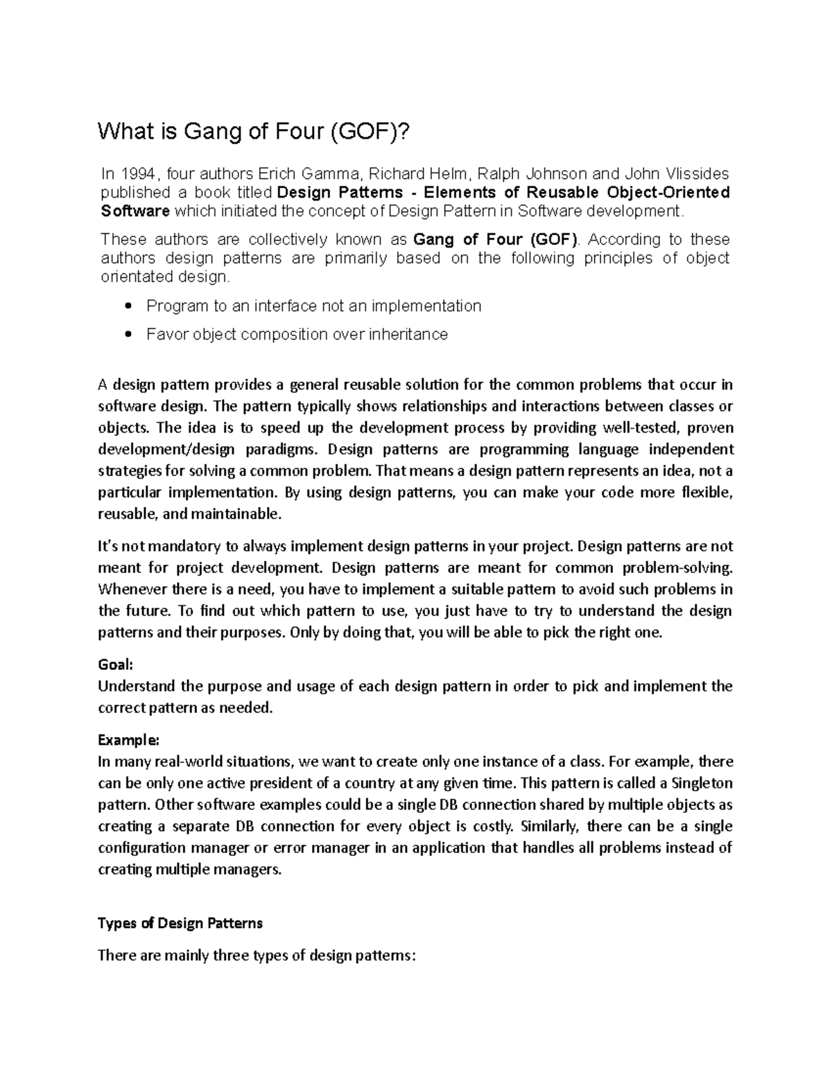 Design pattern - These authors are collectively known as Gang of Four ...