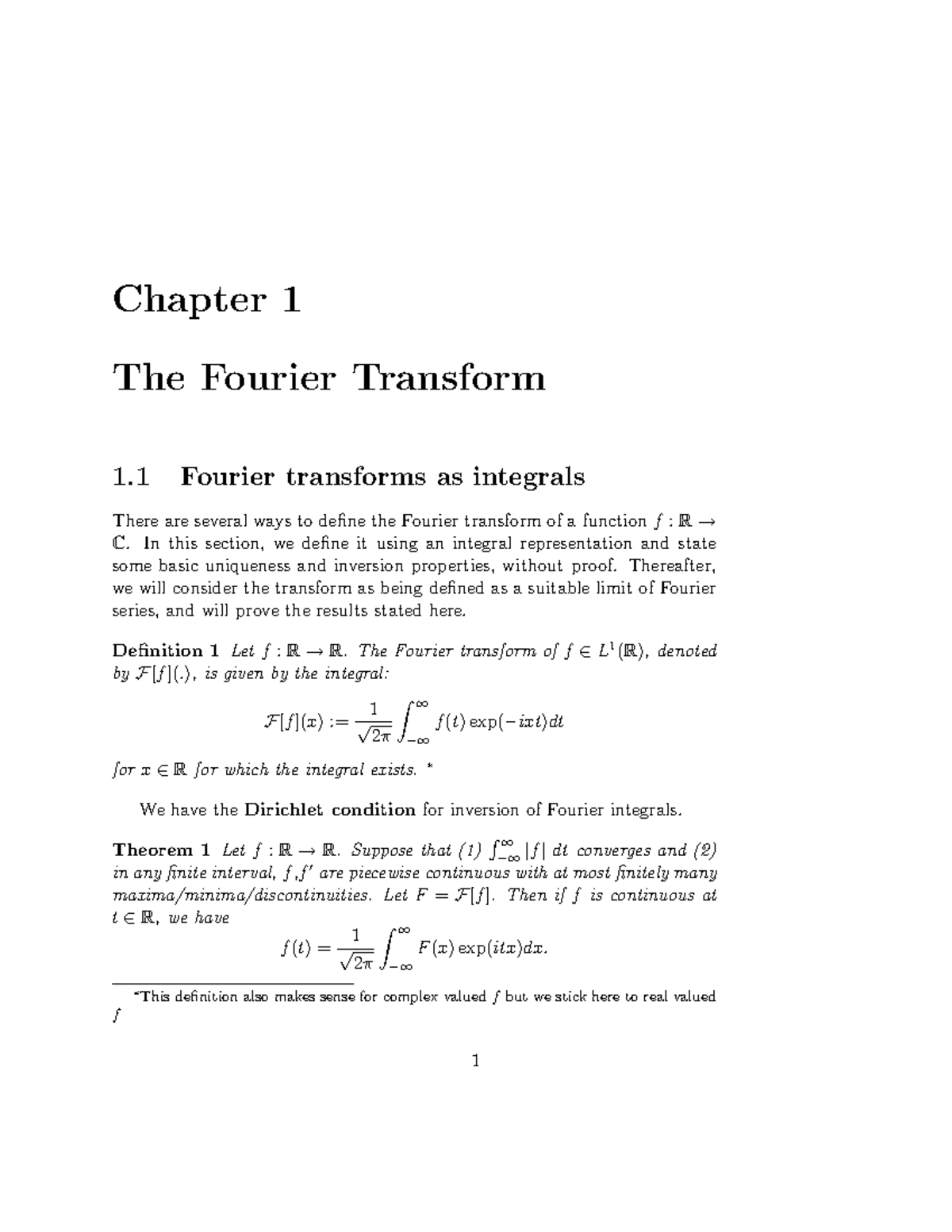 Fourier Transform - In this section, we define it using an integral ...