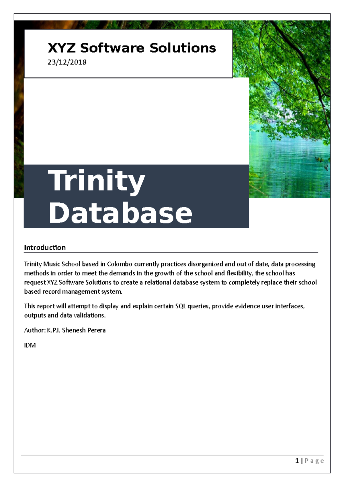 DBReport 2 - Assignment for Database - XYZ Software Solutions 23/12 ...