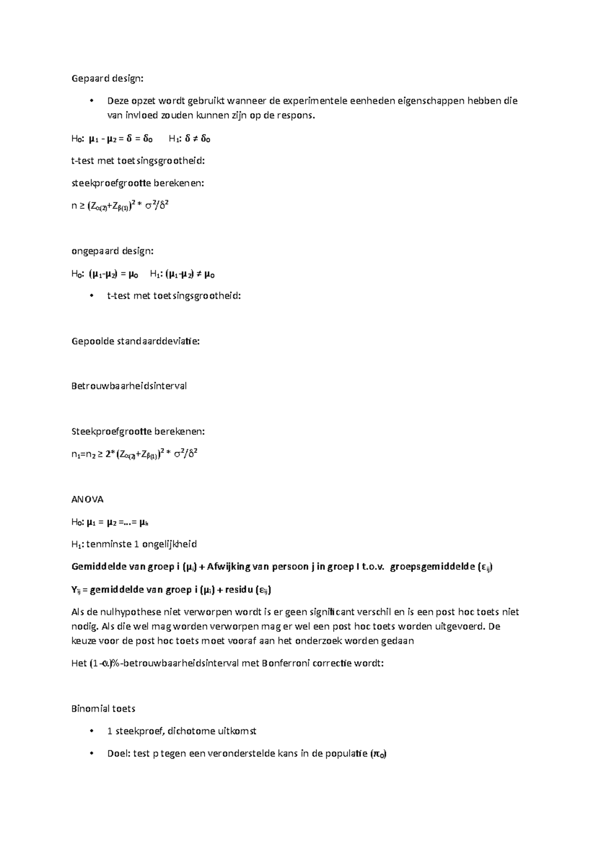 Verschillende soorten toetsen - Gepaard design: - Deze opzet wordt ...