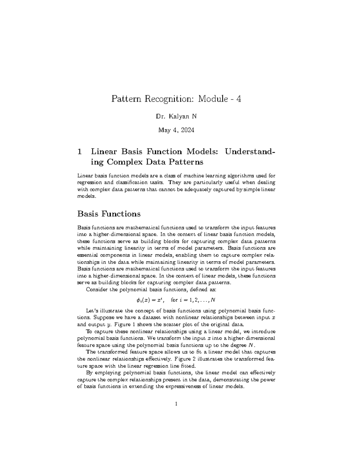 PR M4 Notes - pattern - Pattern Recognition: Module - 4 Dr. Kalyan N ...