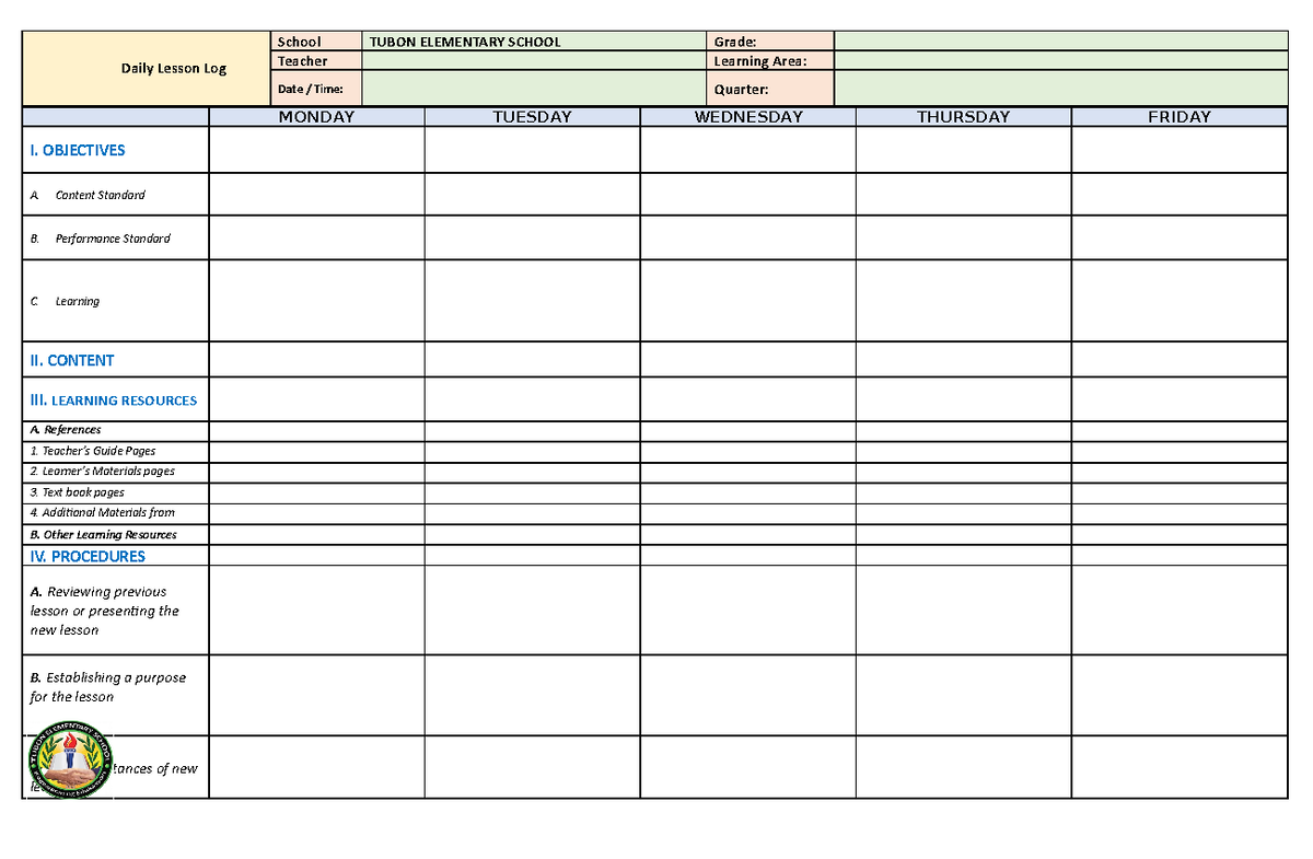 DLL Format WORD Monograde - School TUBON ELEMENTARY SCHOOL Grade ...