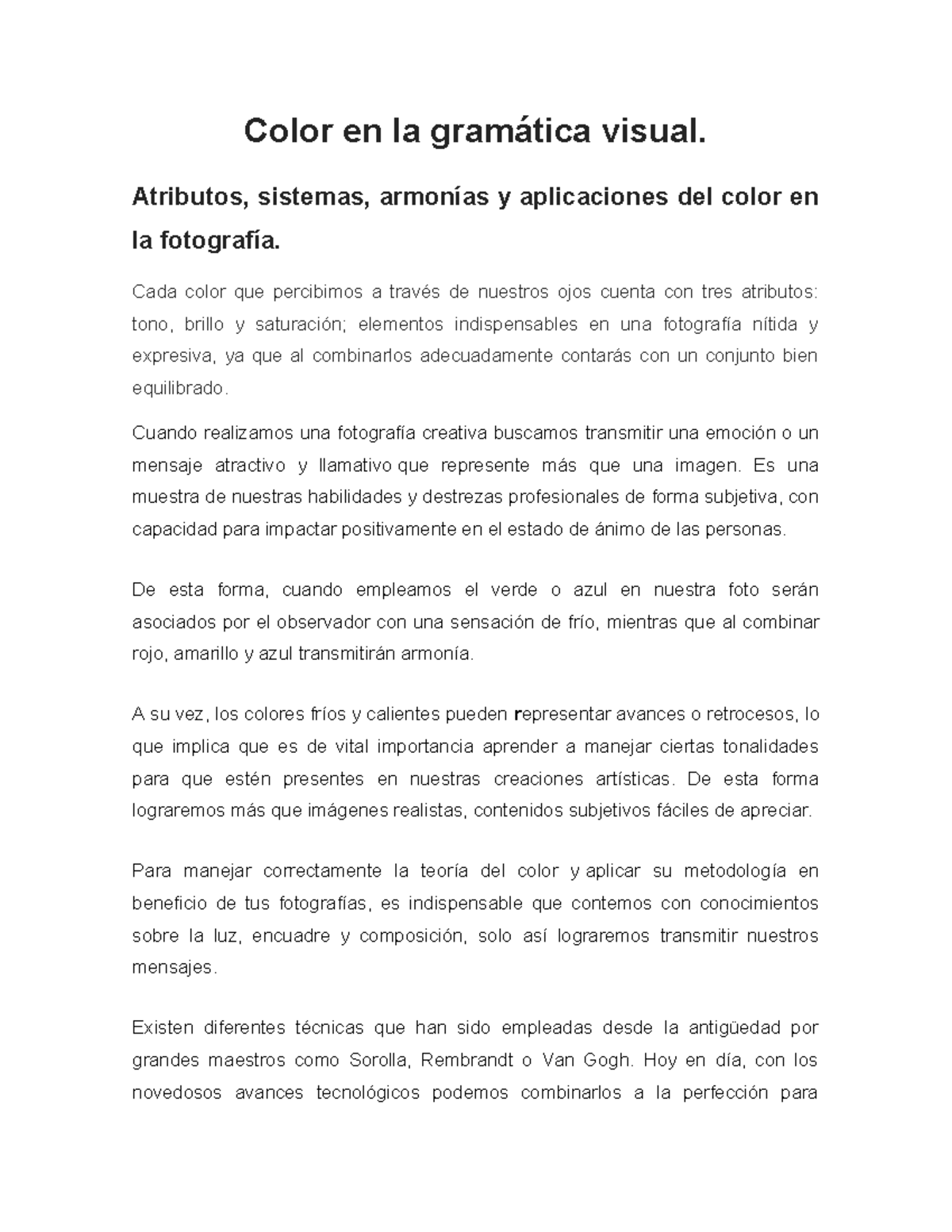 Color en la gramática visual - Atributos, sistemas, armonías y ...