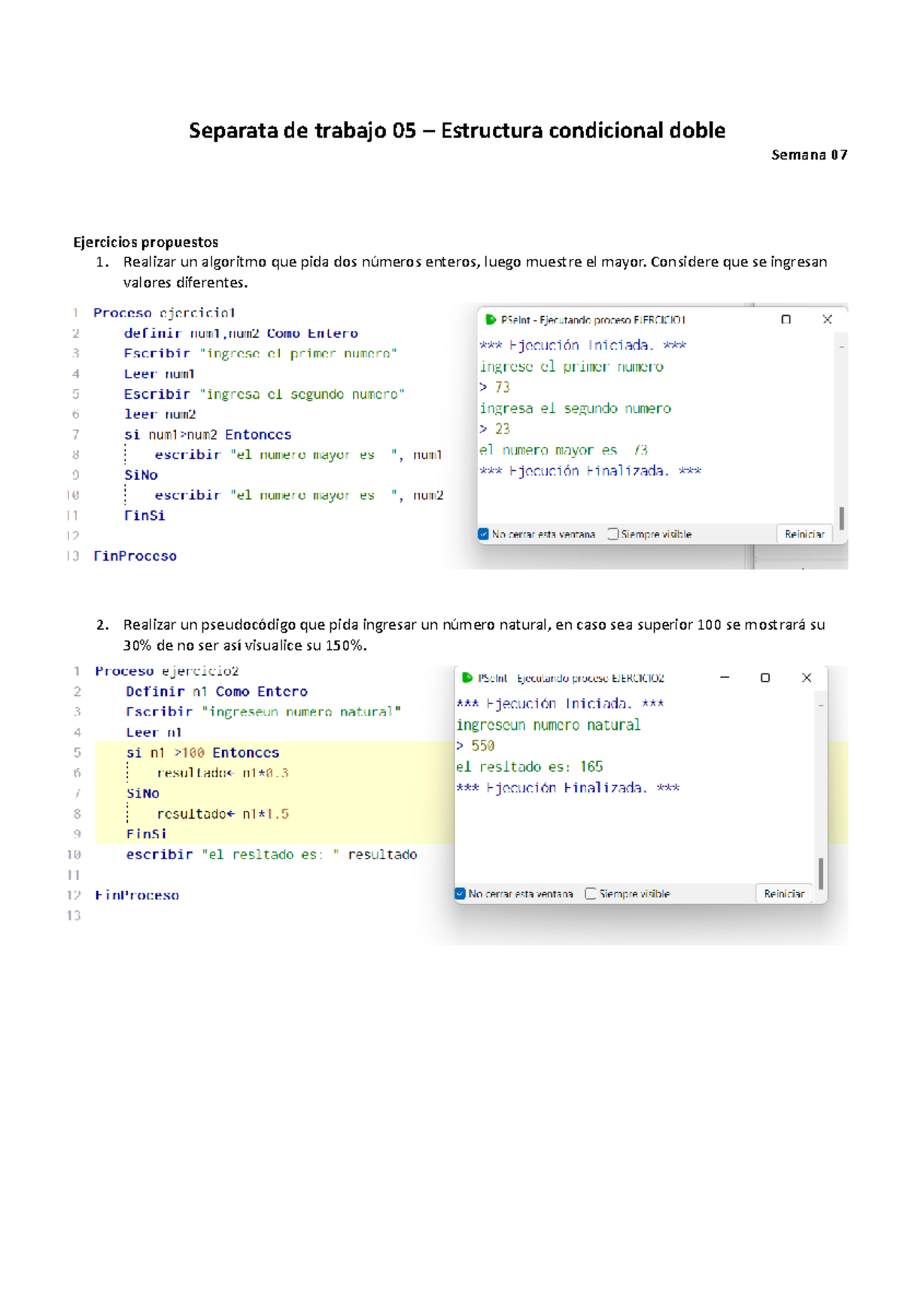 Separata 05- algoritmos - Separata de trabajo 05 – Estructura ...