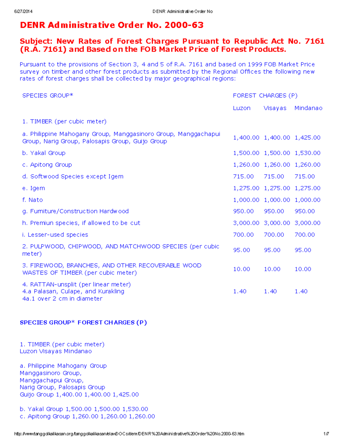 Dao2000-63 - Law notes - DENR Administrative Order No. 2000- Subject ...