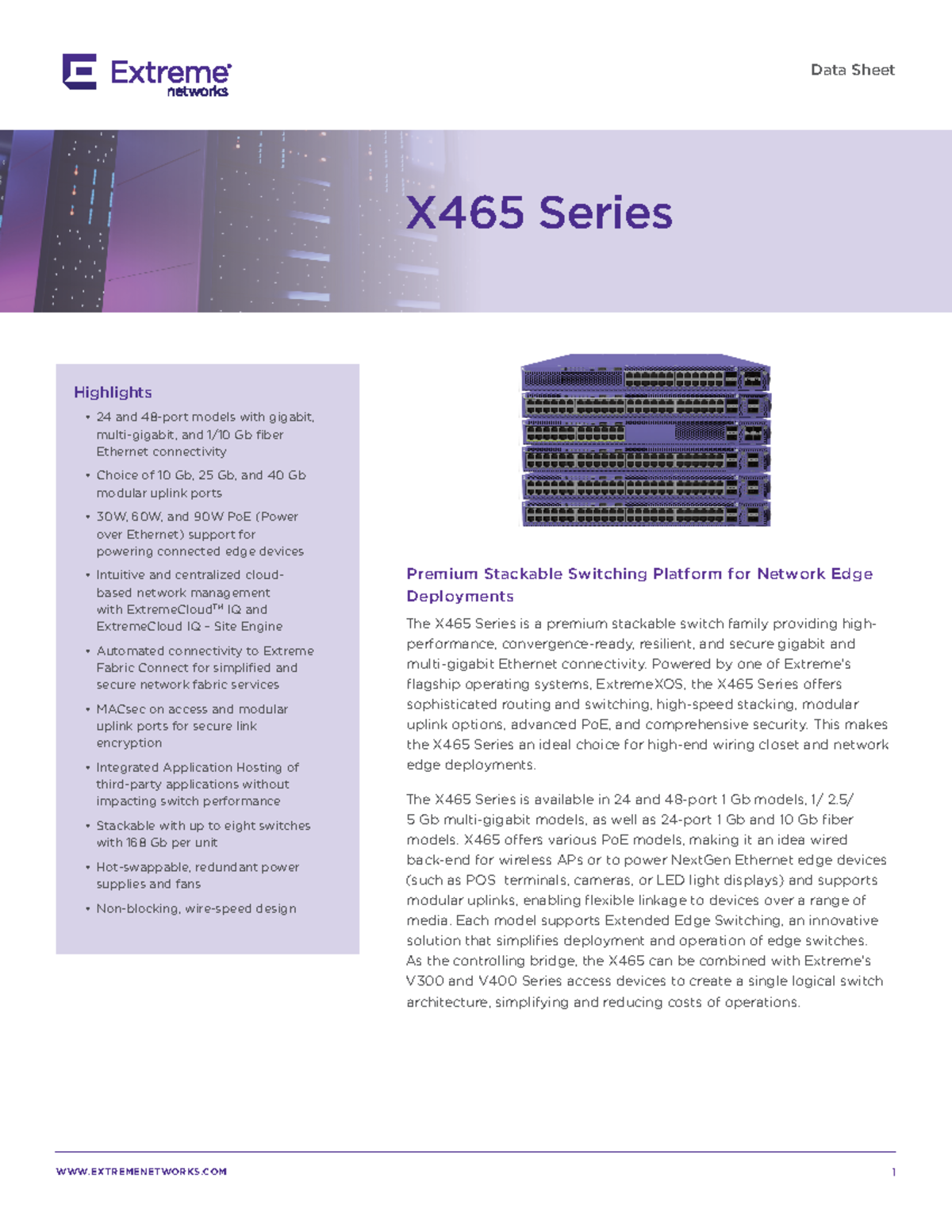 X465 series data sheet - Detalle switch - Data Sheet X465 Series ...