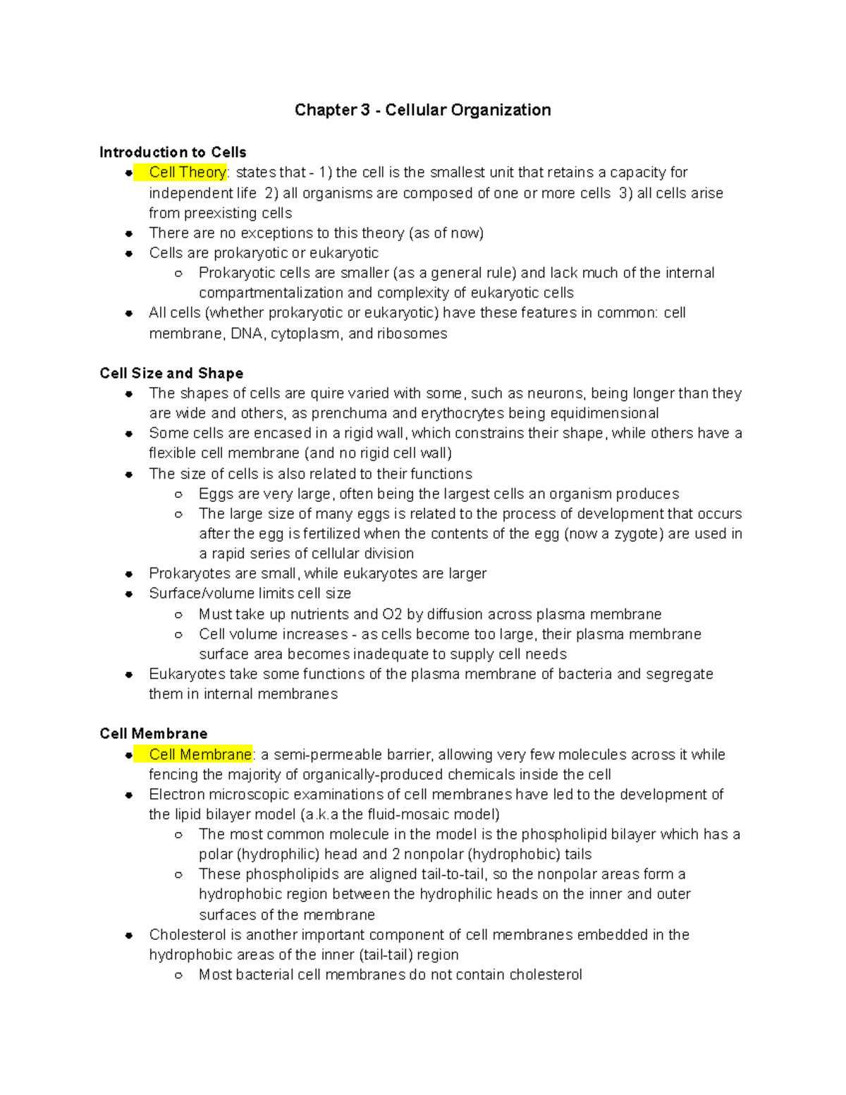 Chapter 3 - Cellular Organization - Chapter 3 - Cellular Organization ...