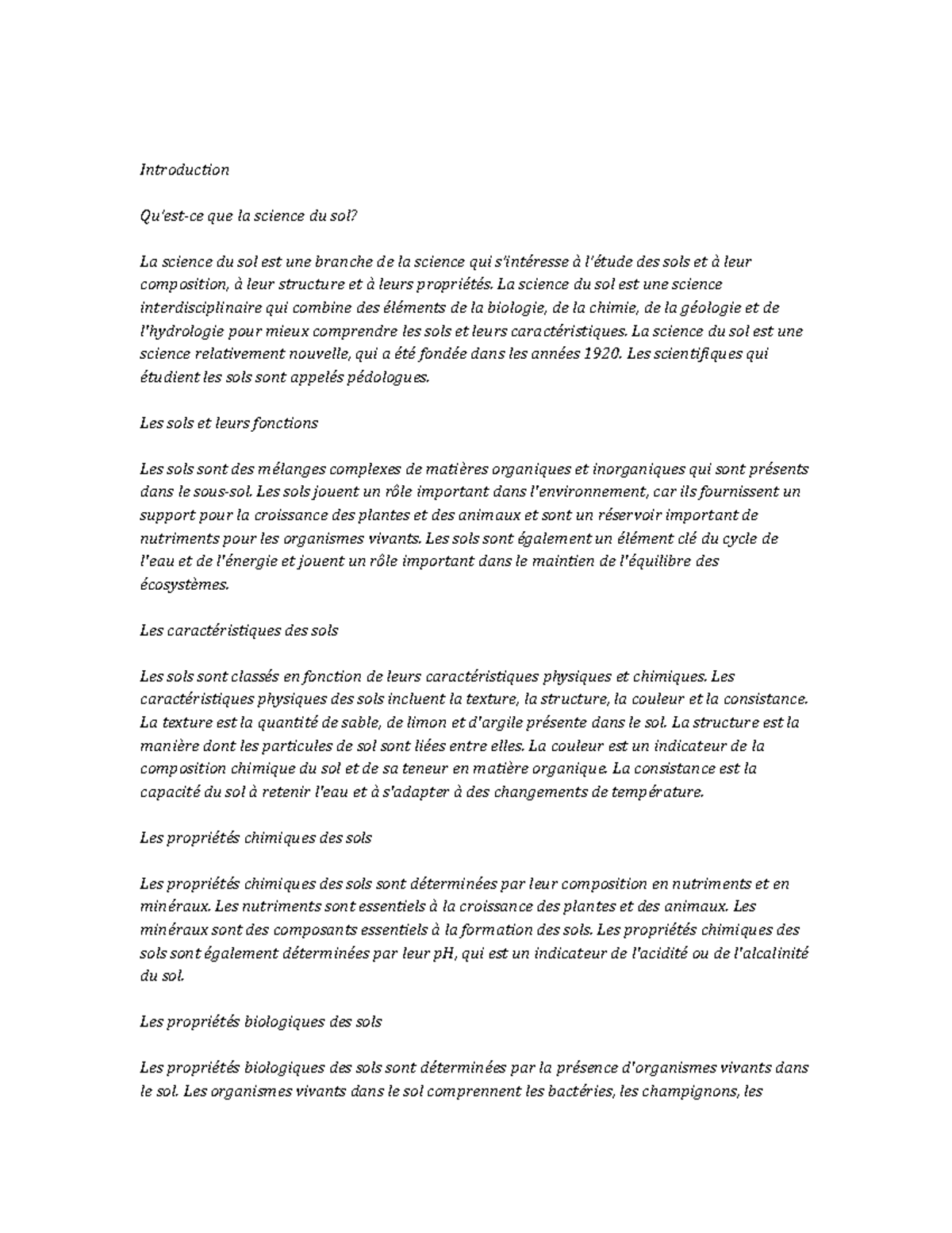 Soil Science Study Notes - Introduction Qu’est-ce que la science du sol ...