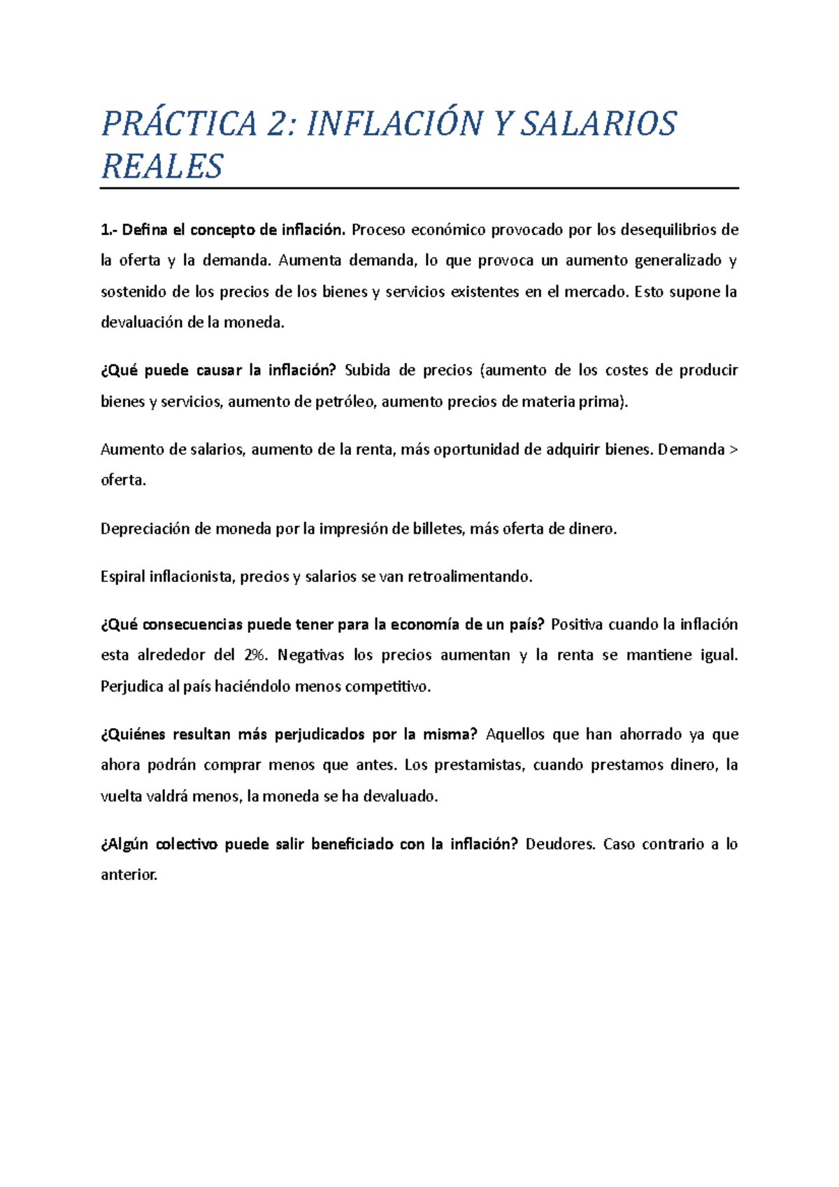 Práctica 2 sol - Practica 2 resuelta parte teorica y practica - PRÁCTICA 2: INFLACIÓN Y SALARIOS ...