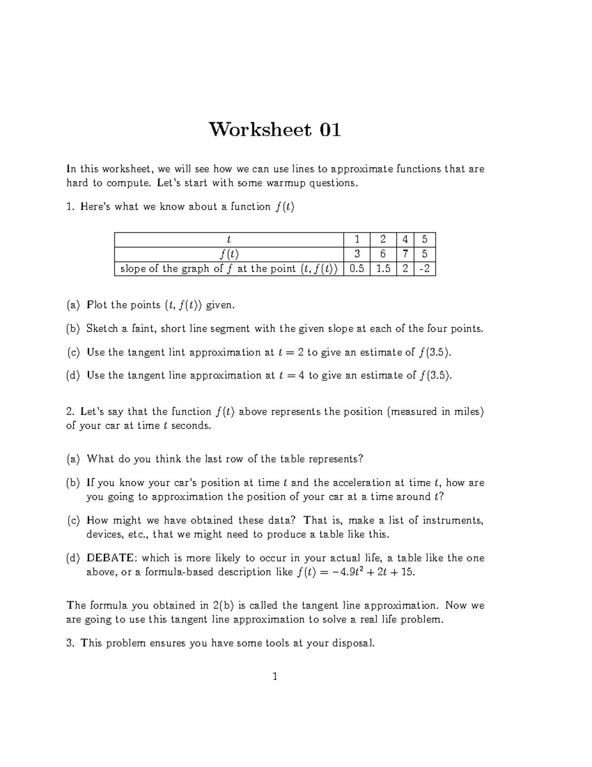 In class worksheet 0 - Worksheet 01 In this worksheet, we will see how ...