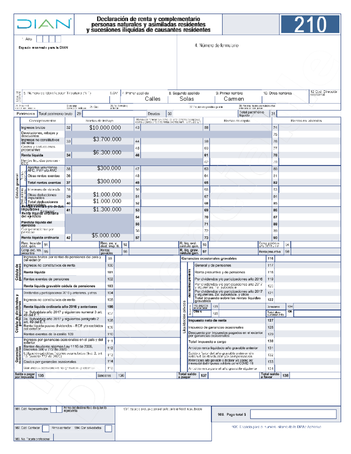 Formulario 210 2023 siiiiiii - Espacio reservado para la DIAN Calles ...