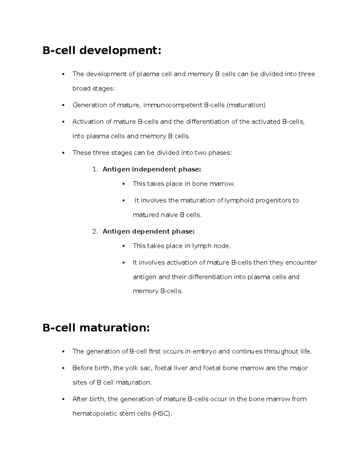 Biology Science 168 - B-cell development: The development of plasma ...