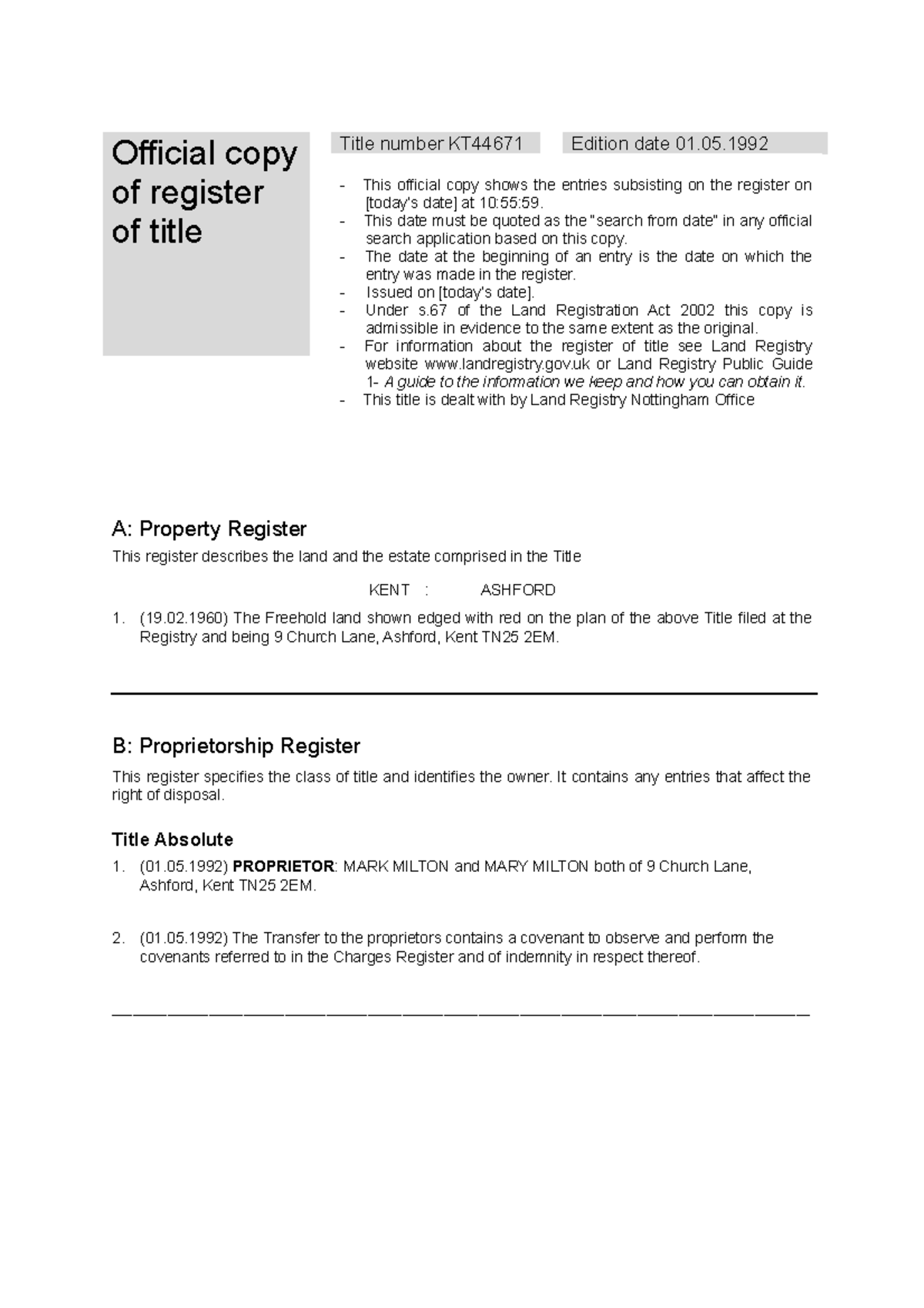 Title Example Official Copy Of Register Of Title Title Number KT44671 title-example-official-copy-of-register-of-title-title-number-kt44671
