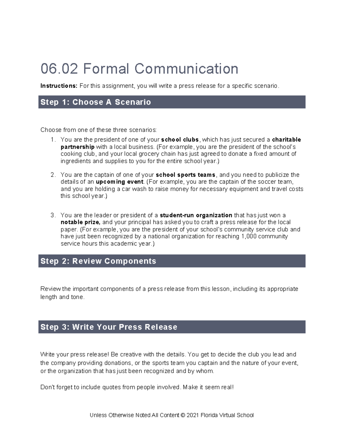 Formal communication assignment - 06 Formal Communication Instructions ...