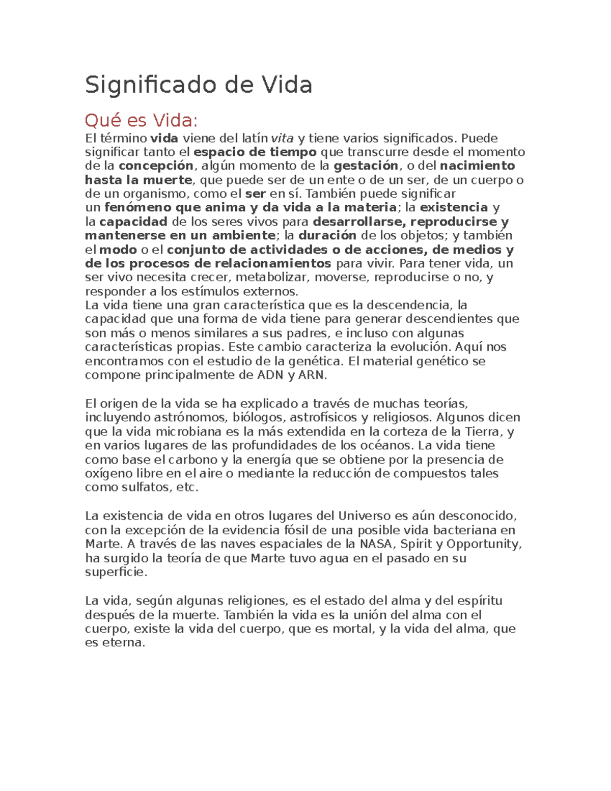 El singnificado de la vida - Significado de Vida Qué es Vida: El ...