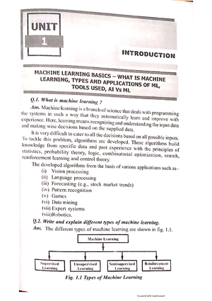 Unit 5 - Machine Learning - www - Program : B Subject Name: Machine Learning Subject Code: CS ...