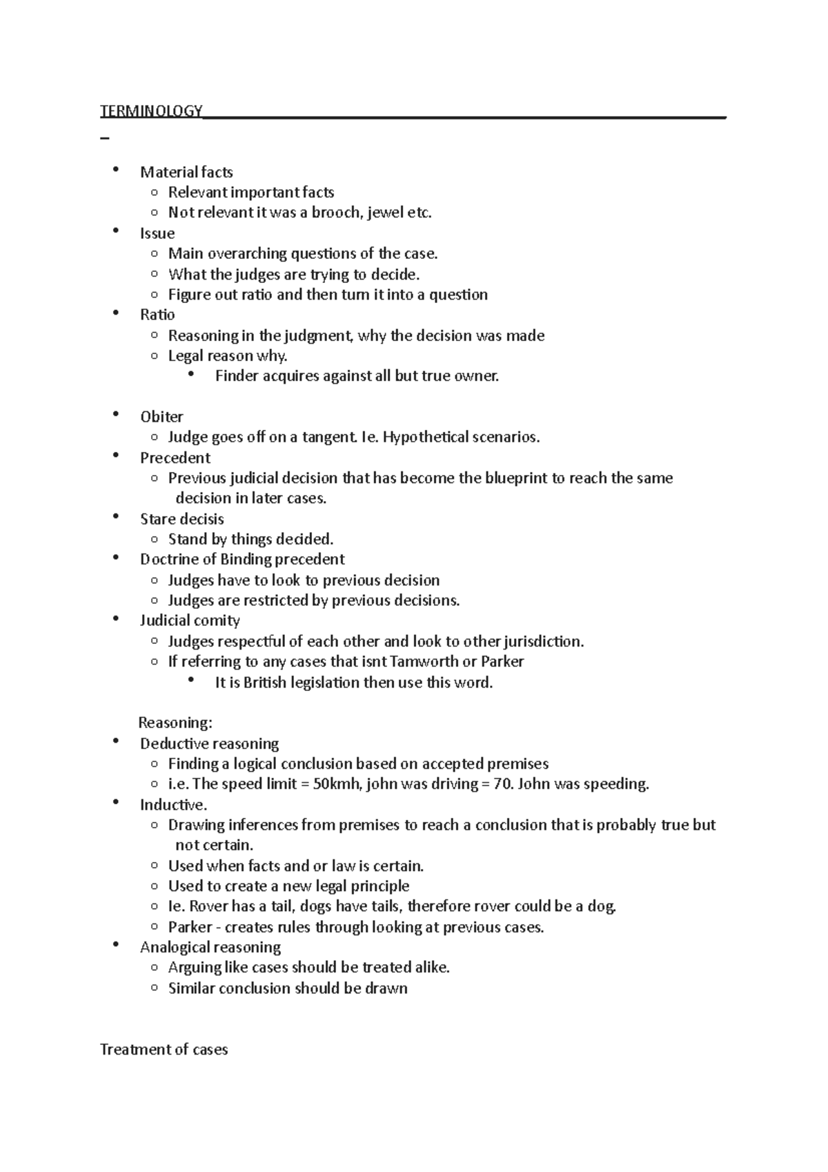 Exam notes - TERMINOLOGY