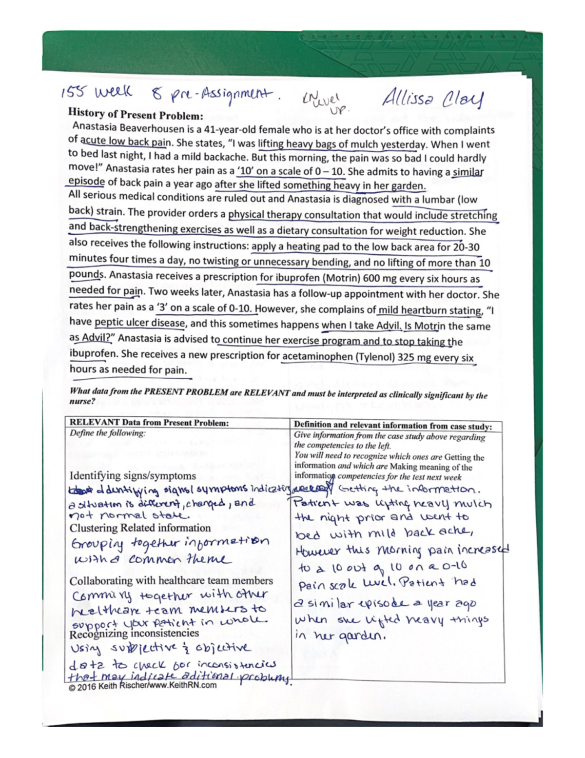 History of Present Problem week 8 final - NUR 166 - Studocu