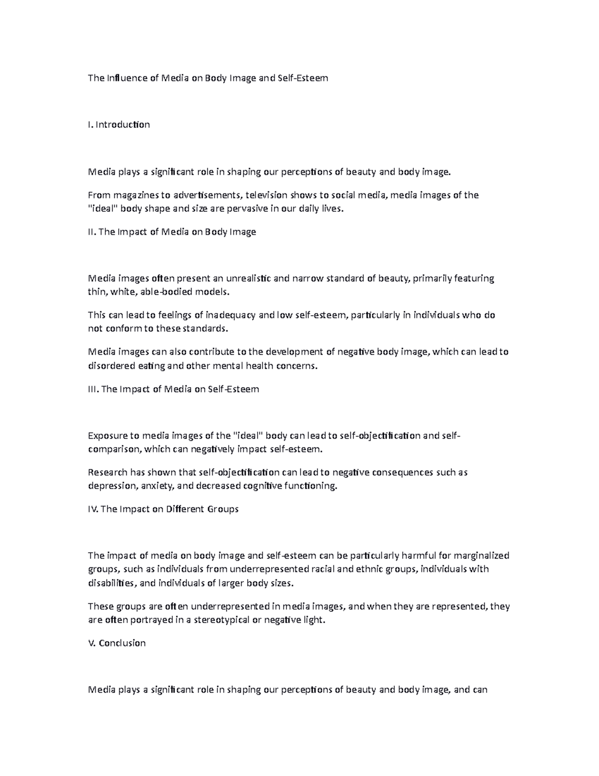 The Influence of Media on Body Image and Self-Esteem - Introduction ...