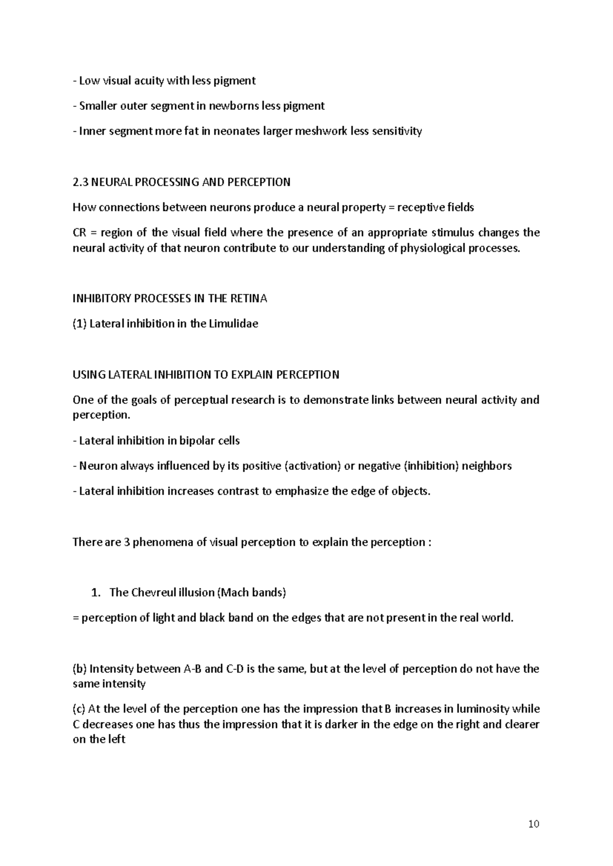 Visual Perception 4 - Psychology - 10 Low visual acuity with less ...
