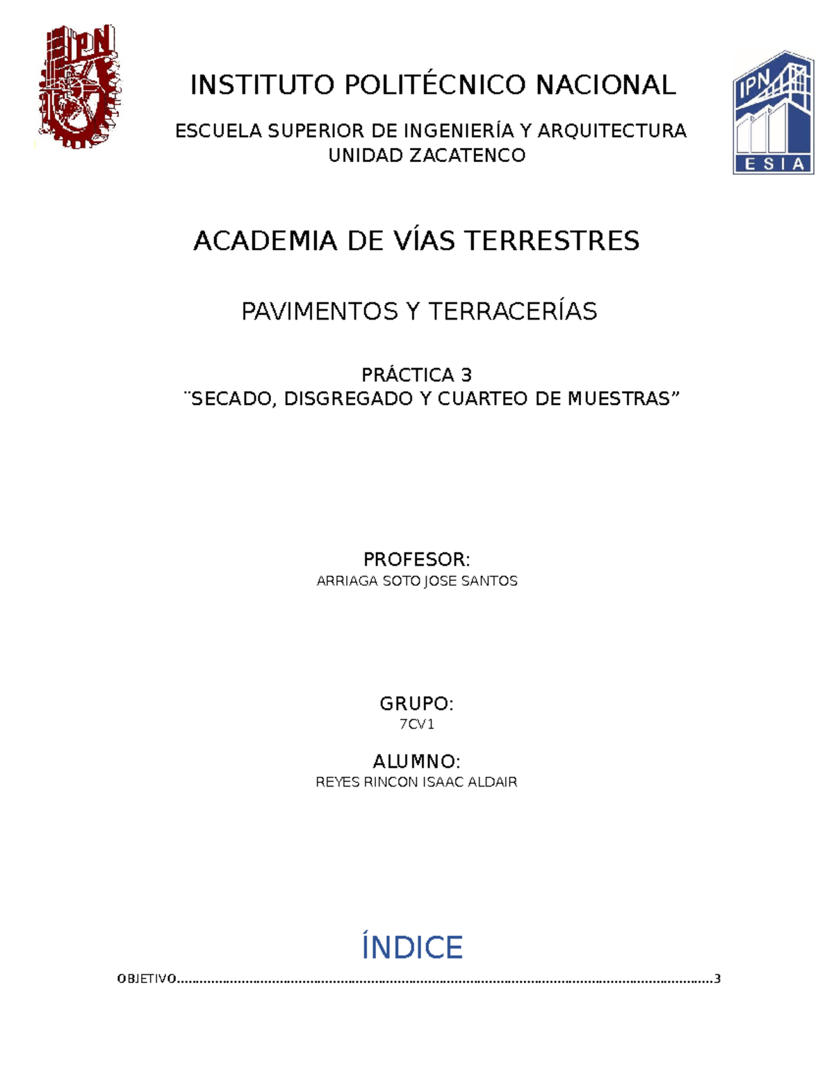 Practica 3 : secado, disgregado y cuarteo Normas - INSTITUTO ...