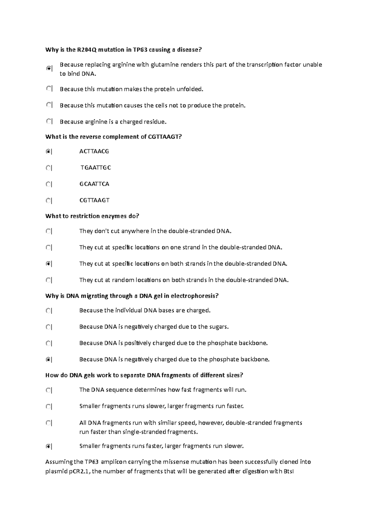 Lab Quiz 1 - Lab quiz - Why is the R204Q mutation in TP63 causing a ...