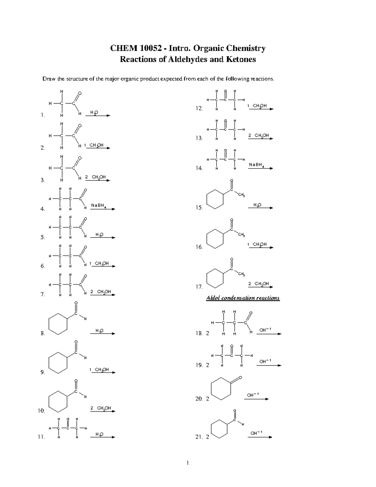 Reactions of aldehydes and ketones - CHEM 10052 - Intro. Organic ...