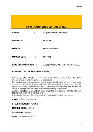 AFL 1501 Assignment 2 042018 - Assignment 02 AFL 1501 Unique No. 682170 Student No. 7678428 Who ...