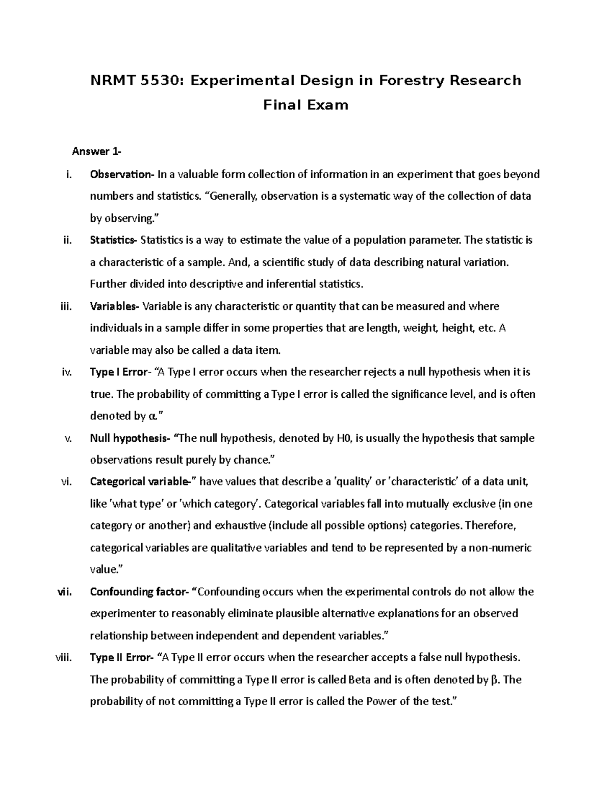 Final Exam NRMT 5530 Experimental Design In Forestry Research Final final-exam-nrmt-5530-experimental-design-in-forestry-research-final