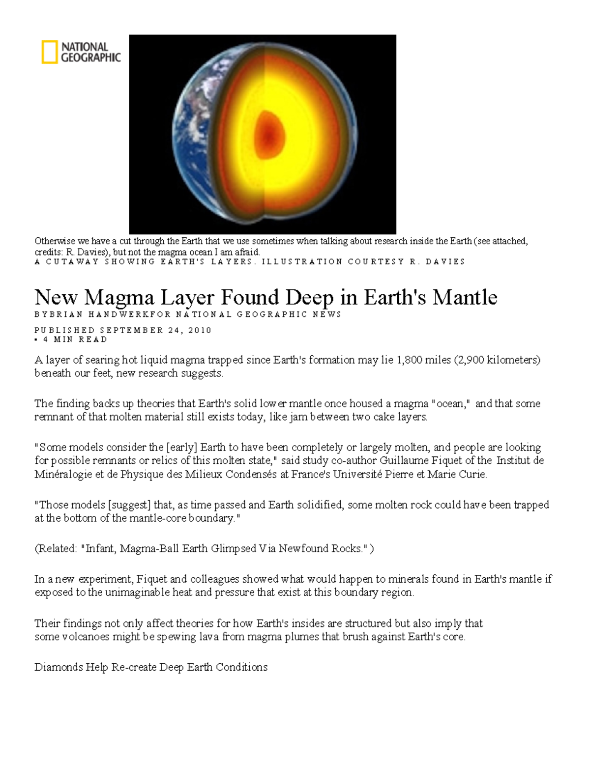 New Magma Layer Found Deep in Earth's Mantle Article - Otherwise we ...