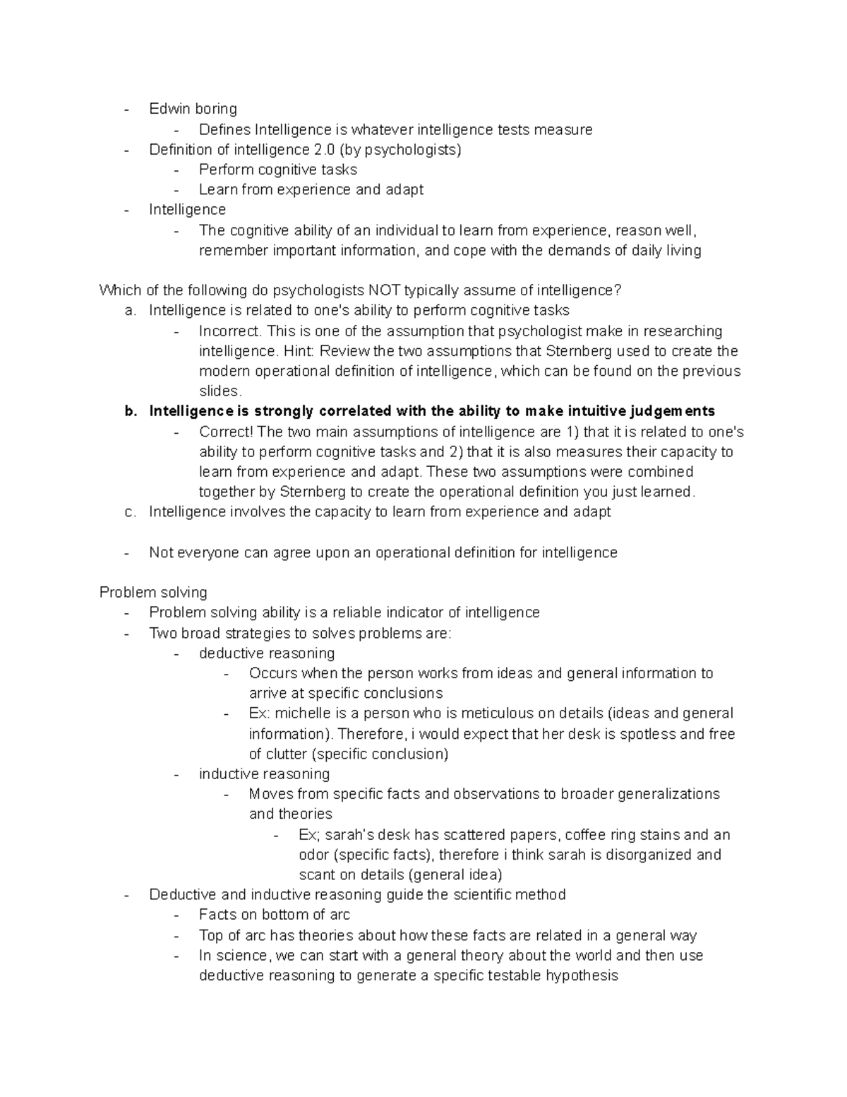 Psych week 5 - problem solving and intelligence - Edwin boring Defines ...
