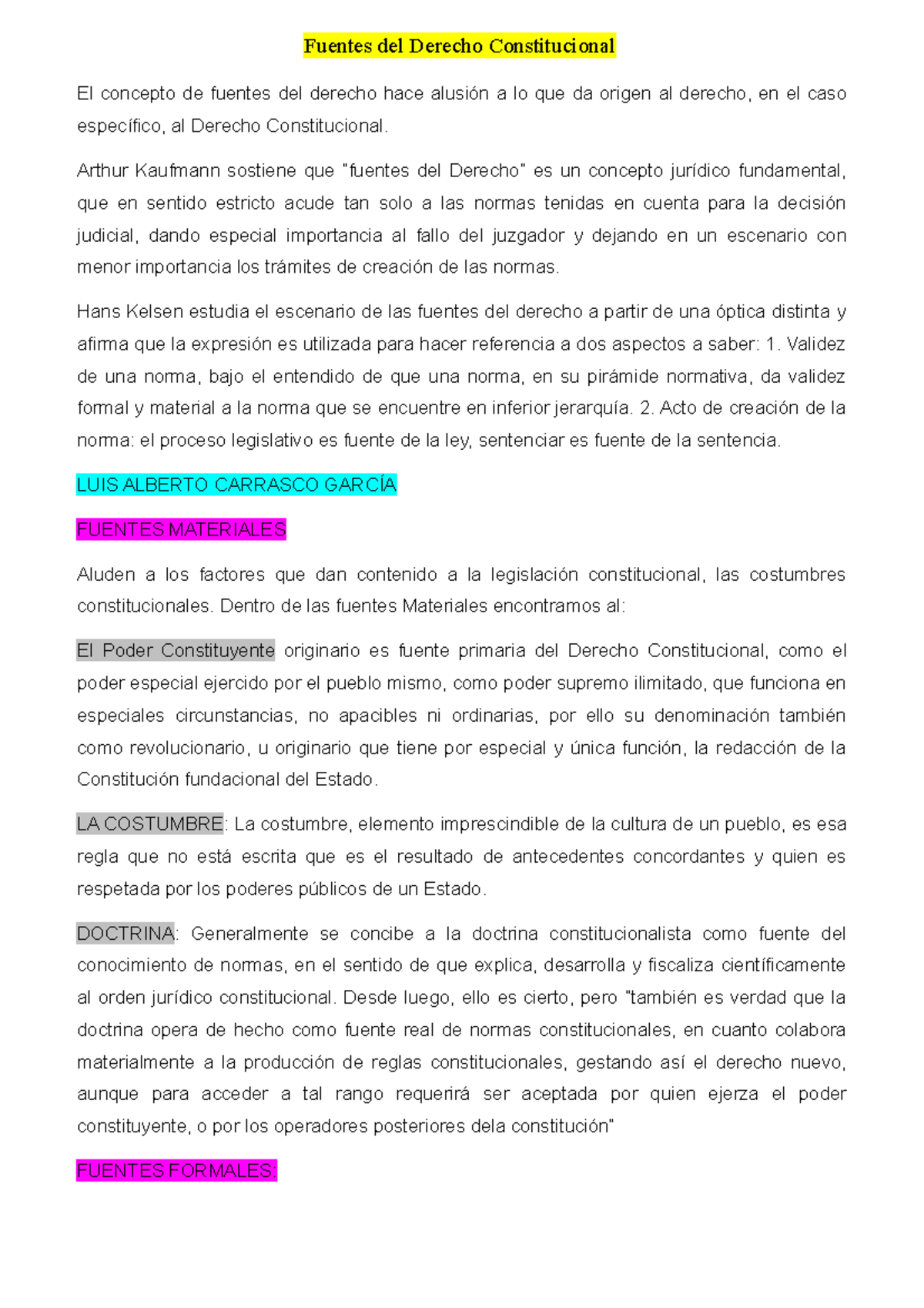 Fuentes formales - Fuentes del Derecho Constitucional El concepto de ...