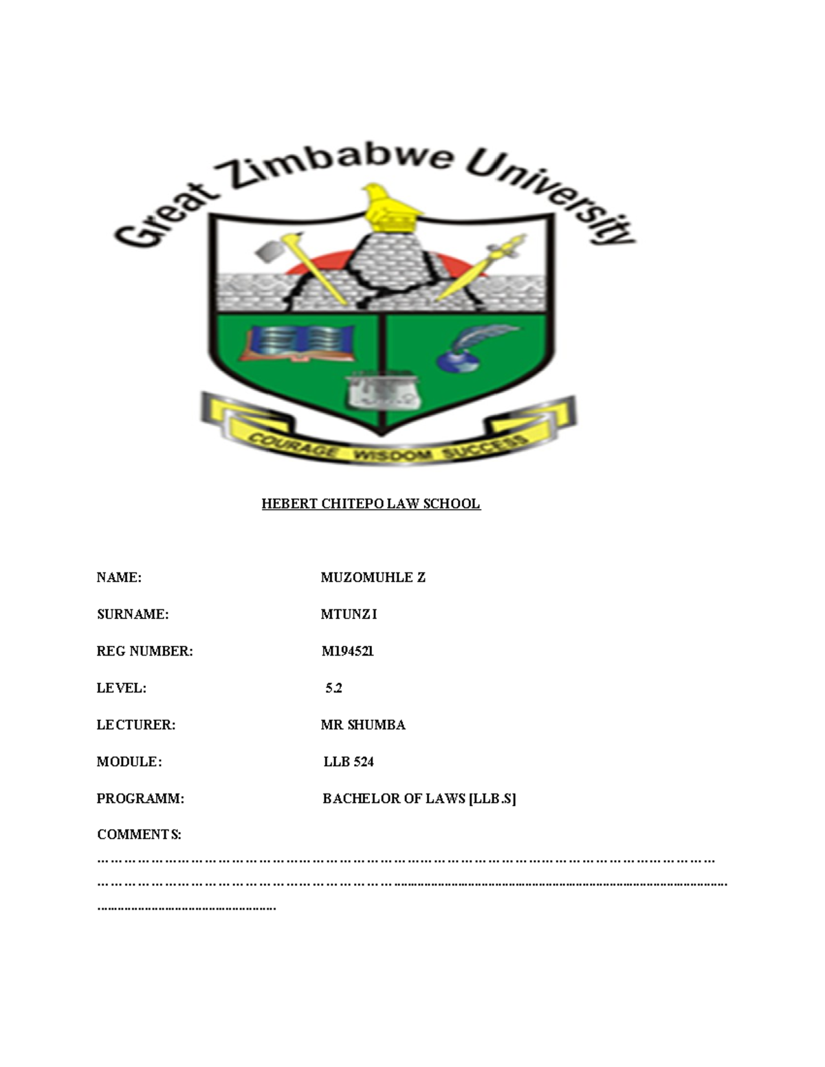 Defendants ple assignment zenzie 095403 - HEBERT CHITEPO LAW SCHOOL ...