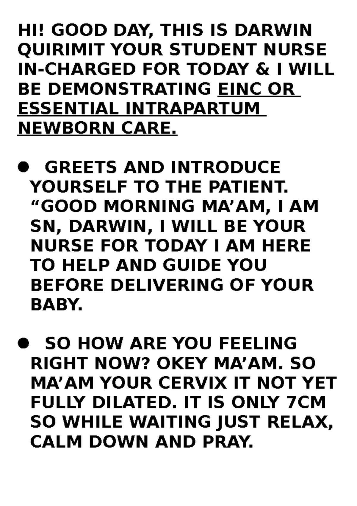 EENC Script - for referrence only - HI! GOOD DAY, THIS IS DARWIN ...