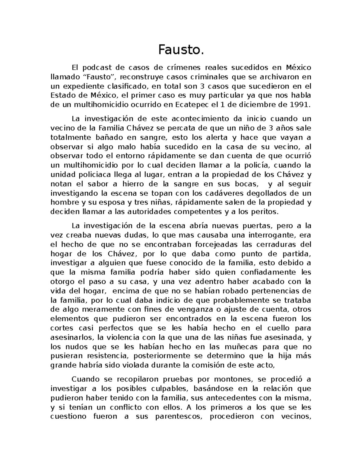 Fausto - 2021-2022 - Fausto. El podcast de casos de crímenes reales ...