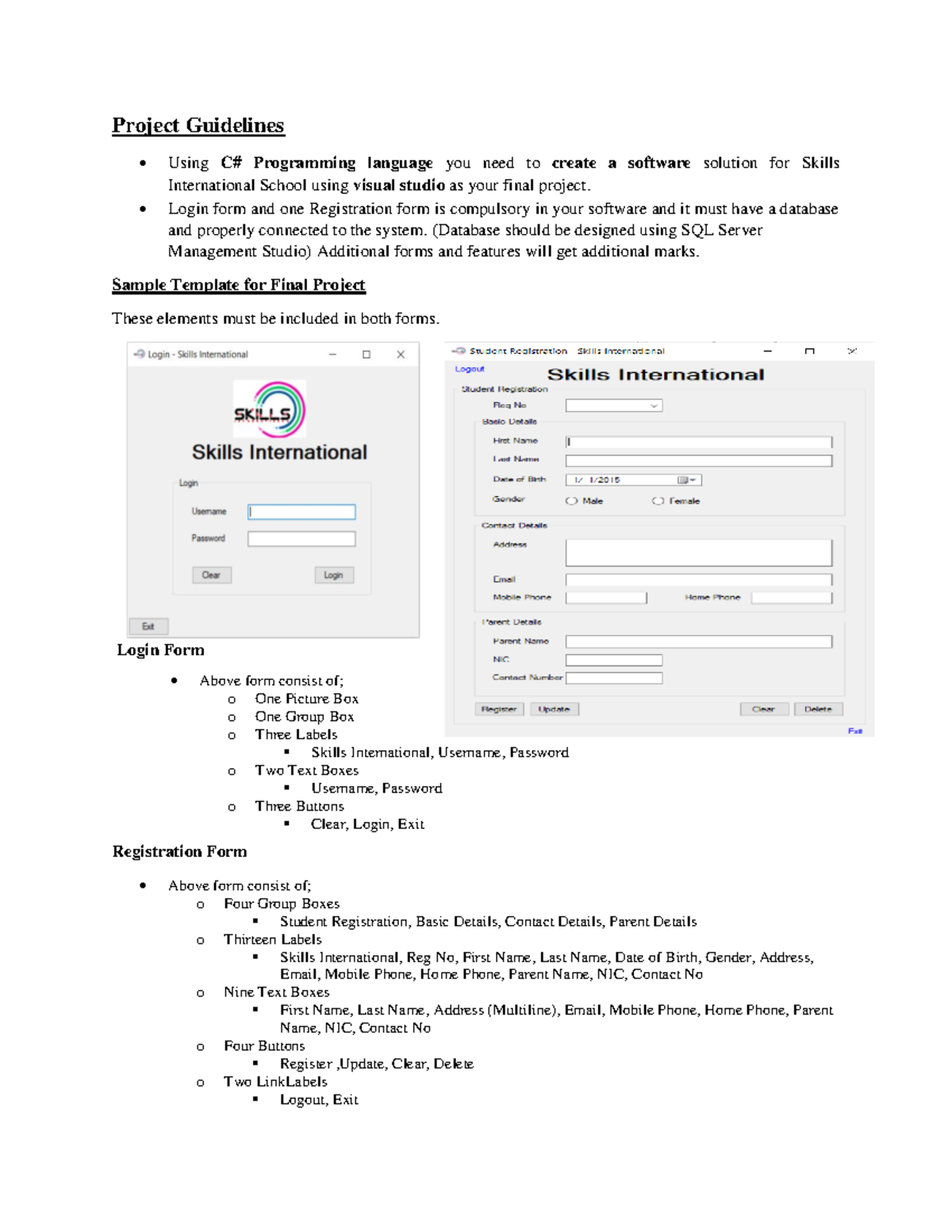 Project Guidelines - Project Guidelines Using C# Programming language ...