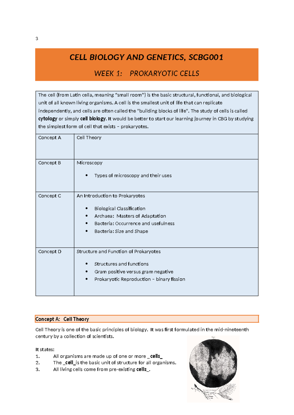 WK 1 KEY Concepts - 3 CELL BIOLOGY AND GENETICS, SCBG WEEK 1 ...