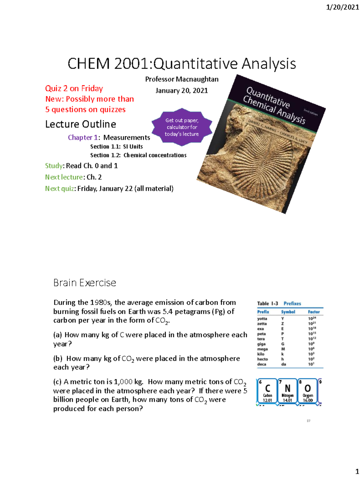 Ch. 1 pt. 3 - Lecture notes Chapter 1 - CHEM 2001:Quantitative Analysis ...
