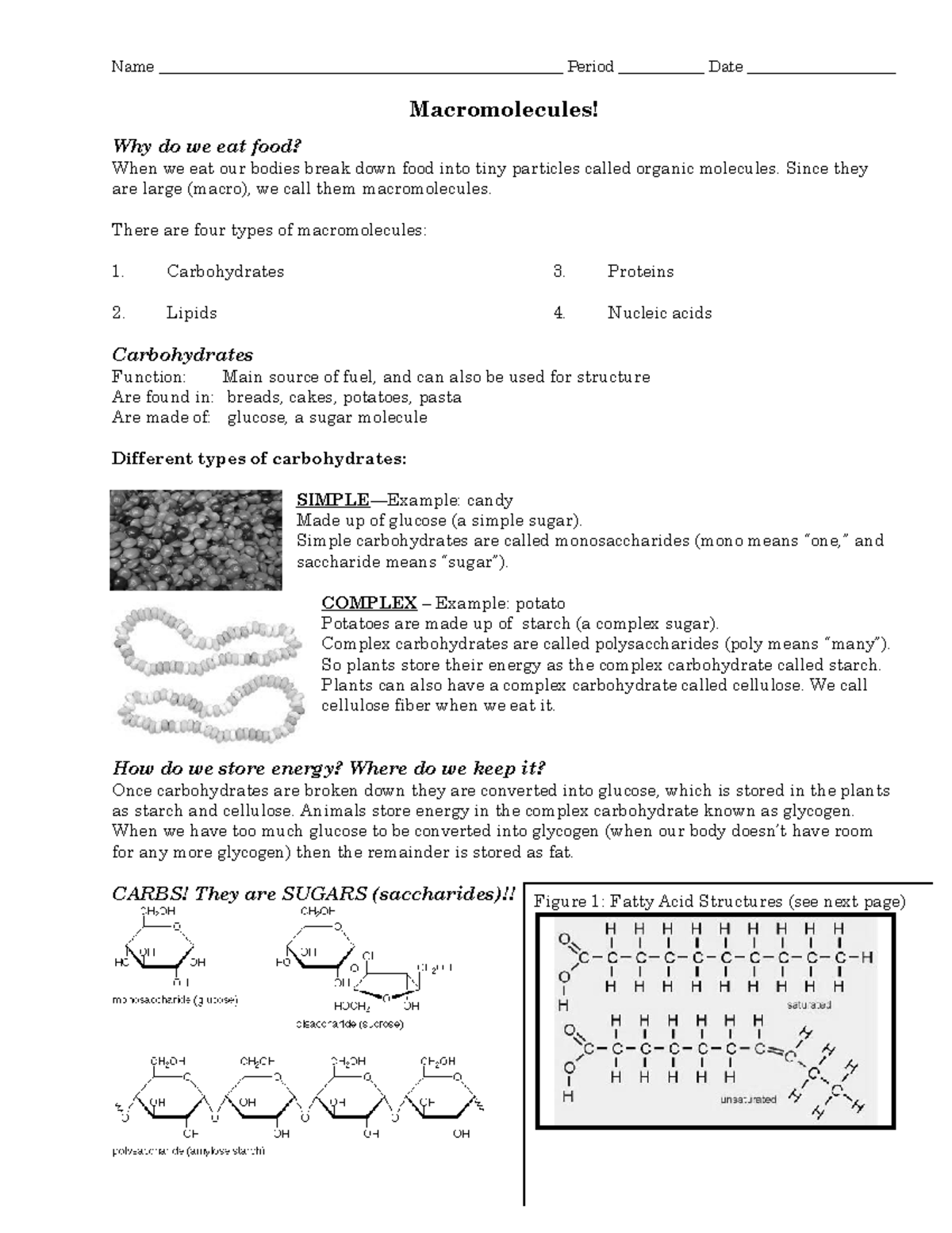 Macromolecules Bio Chem Unit - Name ...
