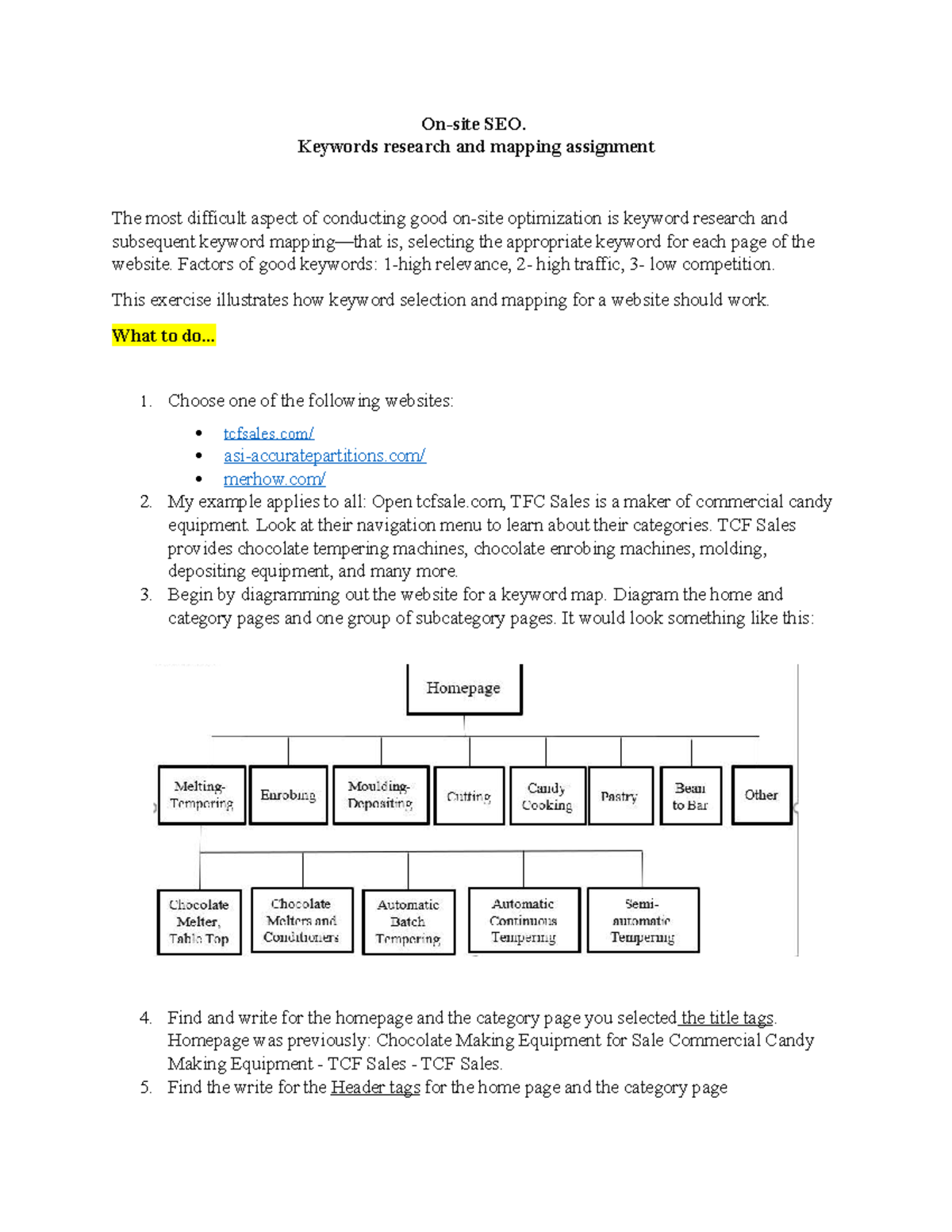Keywords research and mapping demonstration - On-site SEO. Keywords ...